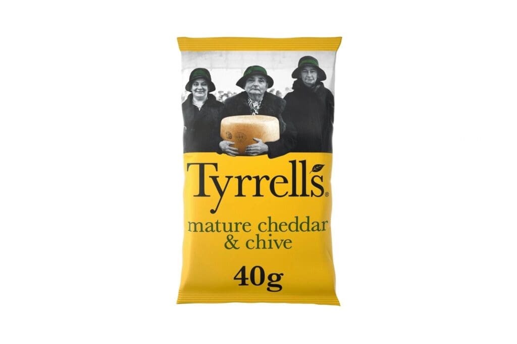 Tyrrells Mature Cheddar & Chive Crisps 24 x 40g - Nicol Retailer Limited