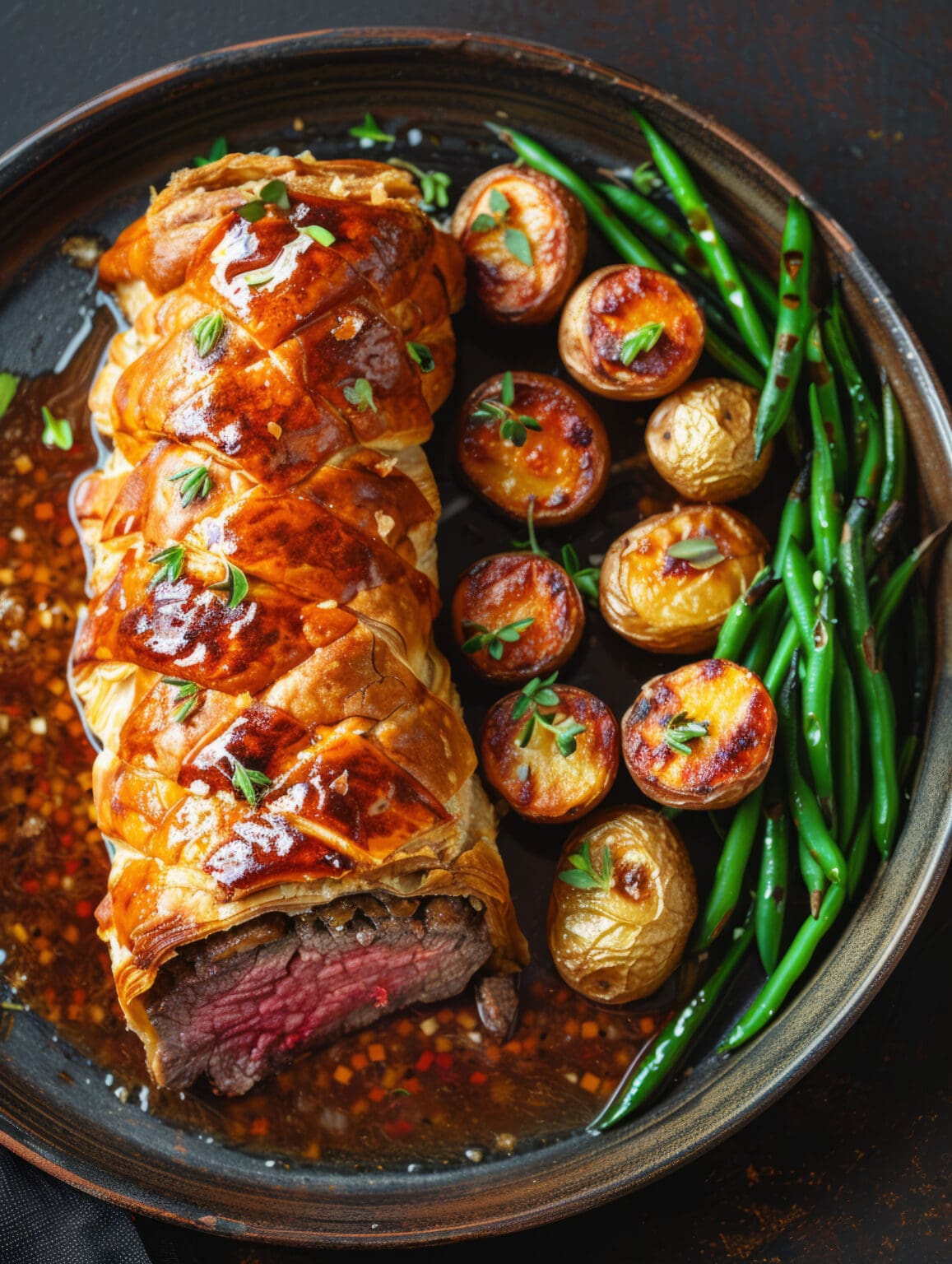 The Art of Beef Wellington with Roast Potatoes & Green Beans - Nicol ...